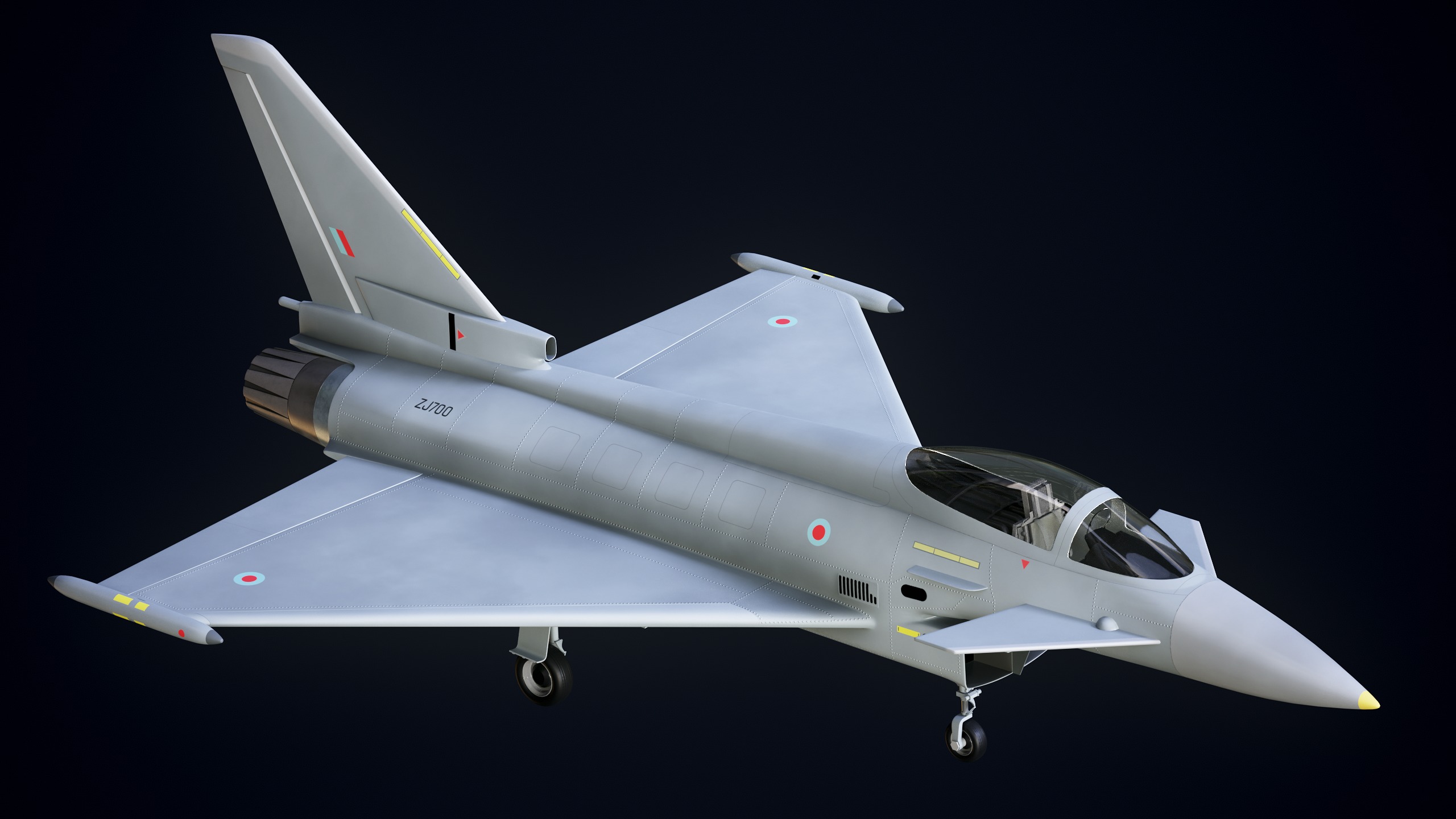 3D model Eurofighter Typhoon With The Cockpit Military Jet Plane VR ...