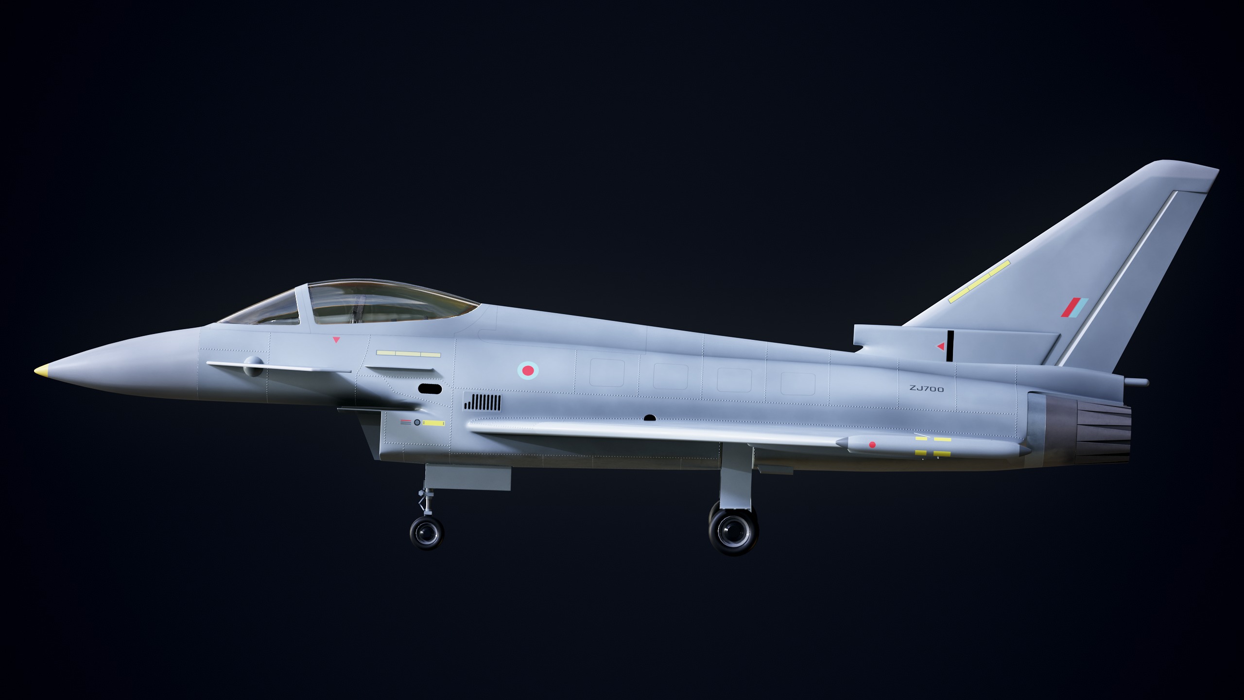 3D model Eurofighter Typhoon With The Cockpit Military Jet Plane VR ...