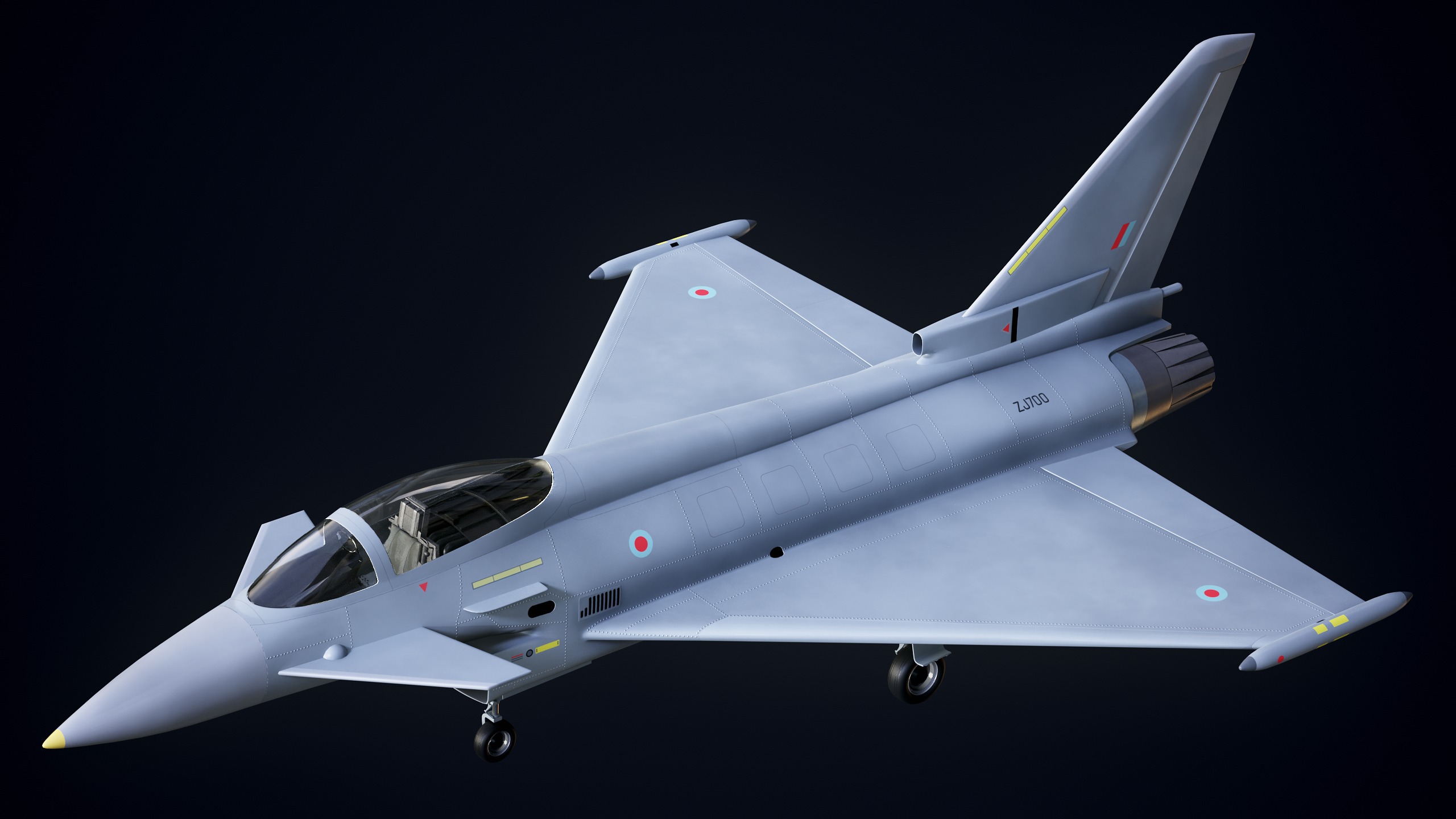 3D model Eurofighter Typhoon With The Cockpit Military Jet Plane VR ...