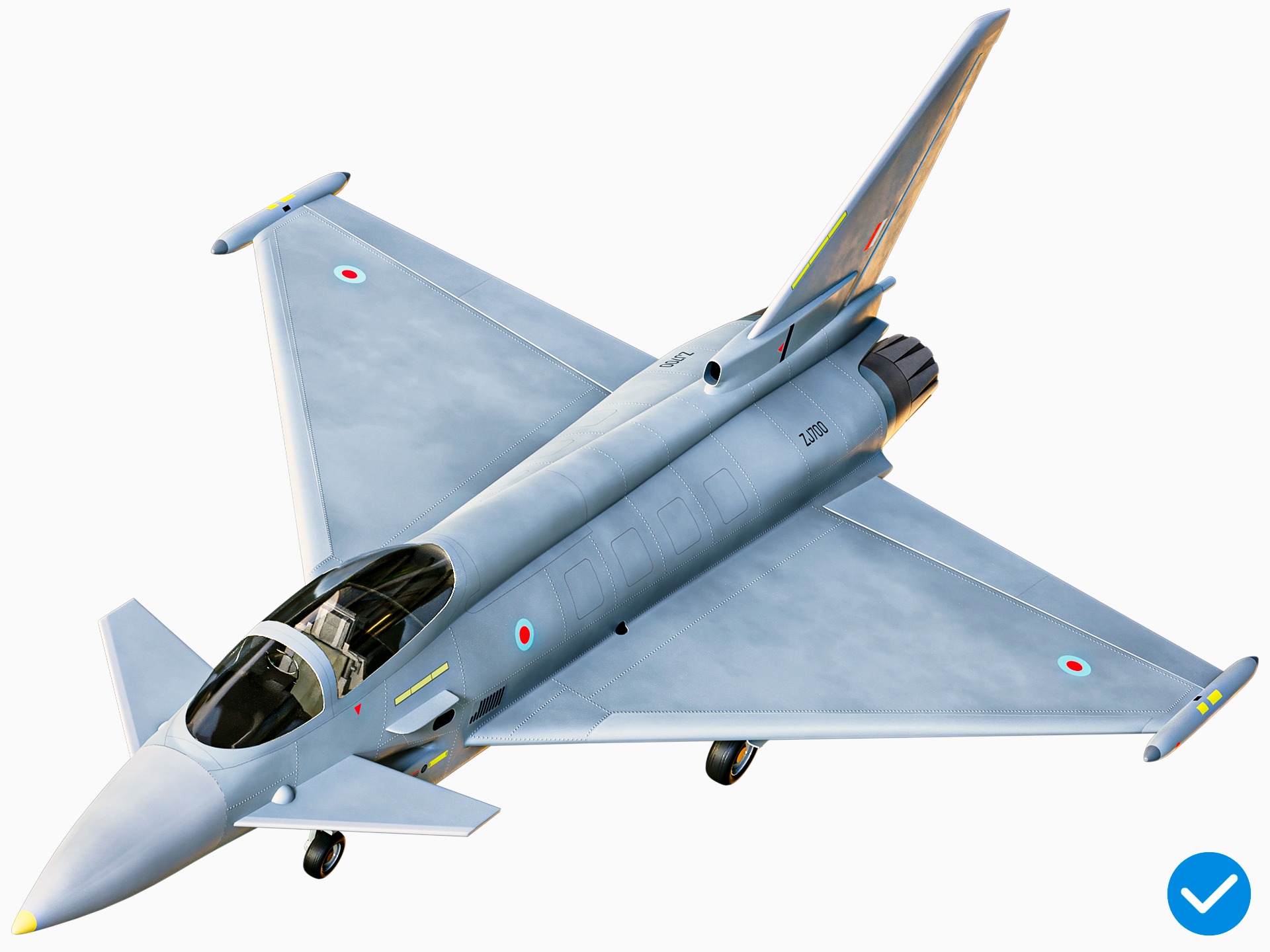 3D model Eurofighter Typhoon With The Cockpit Military Jet Plane VR ...
