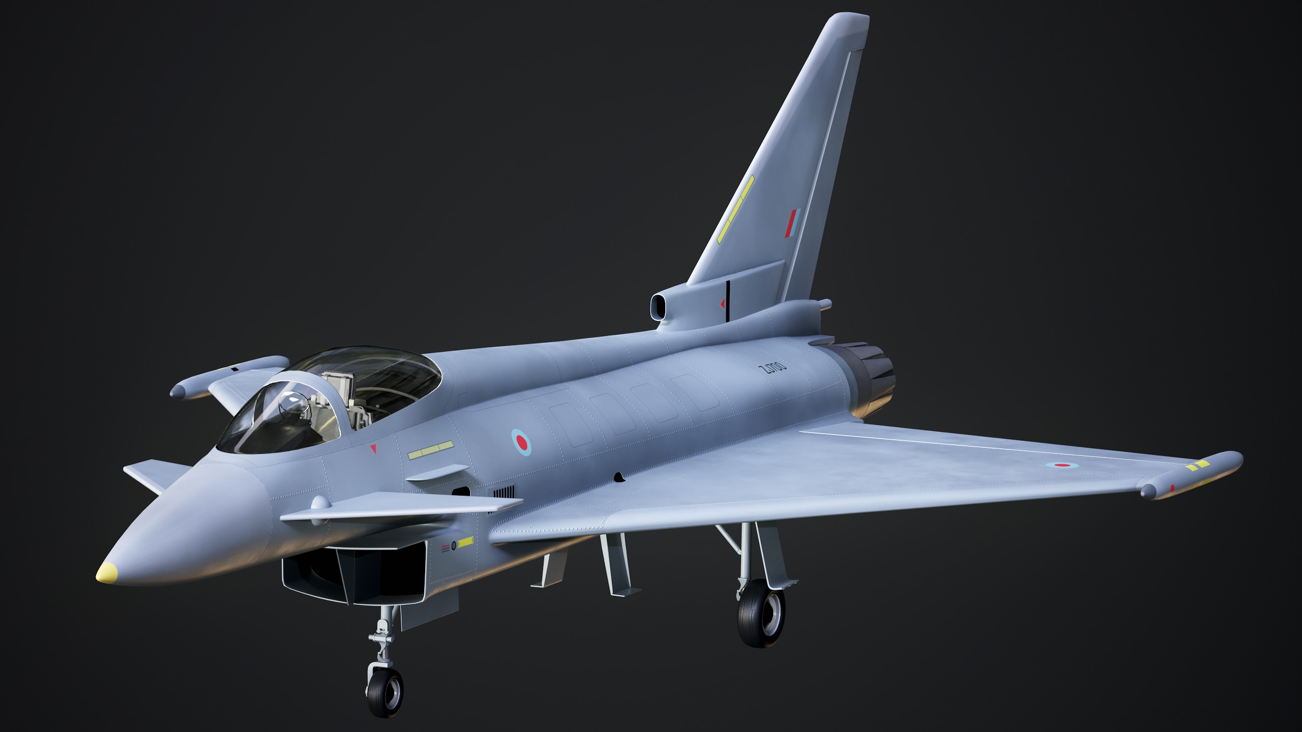 3D model Eurofighter Typhoon With The Cockpit Military Jet Plane VR ...