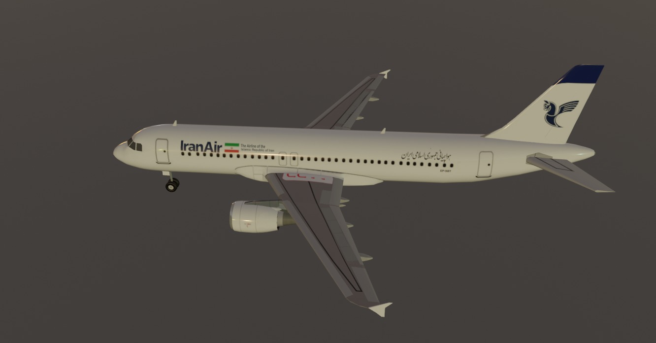 3D model Iran air airbus a320-214 low poly 3D Model VR / AR / low-poly ...