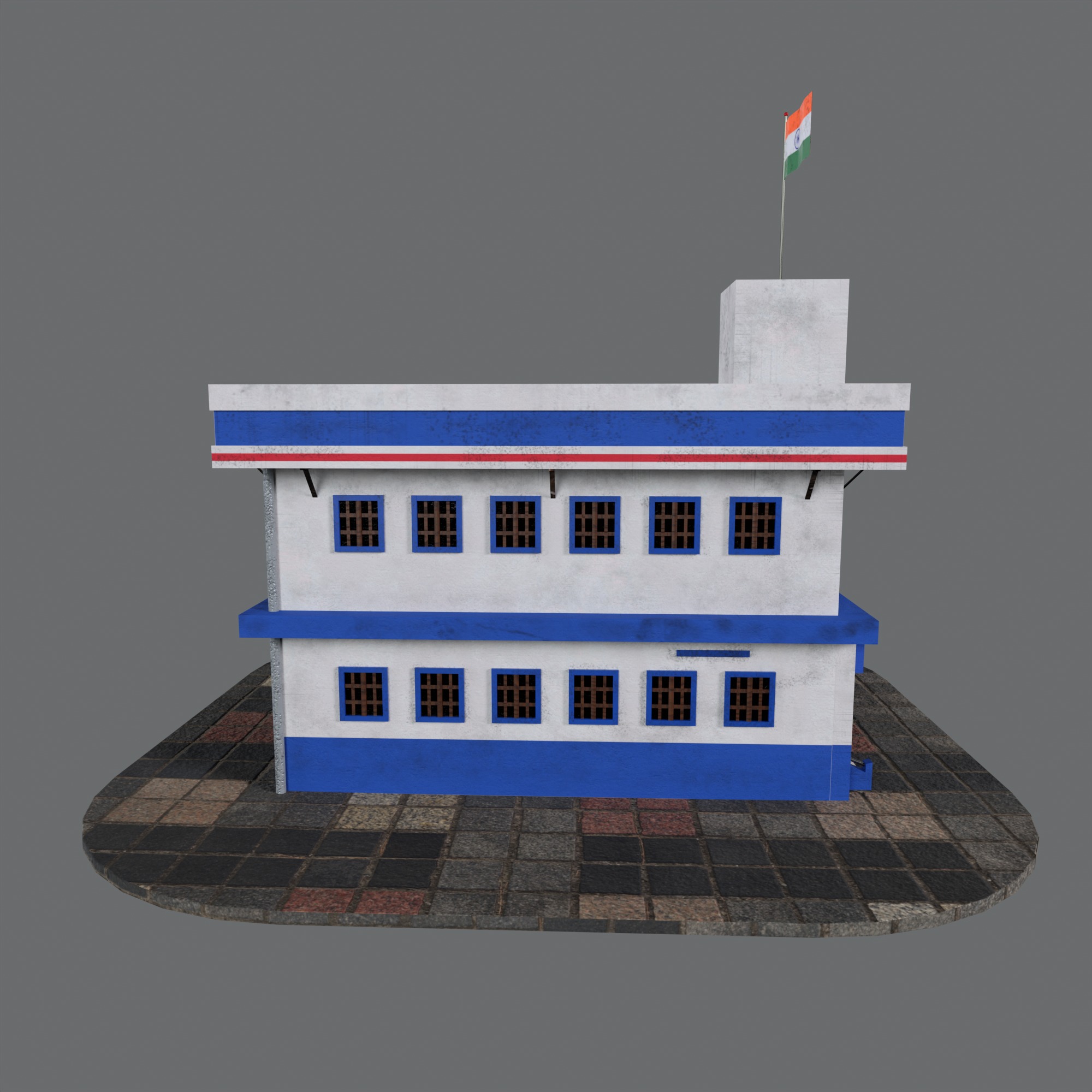 3D model Low-Poly Indian Police Station Model for Gaming Engines and AR ...