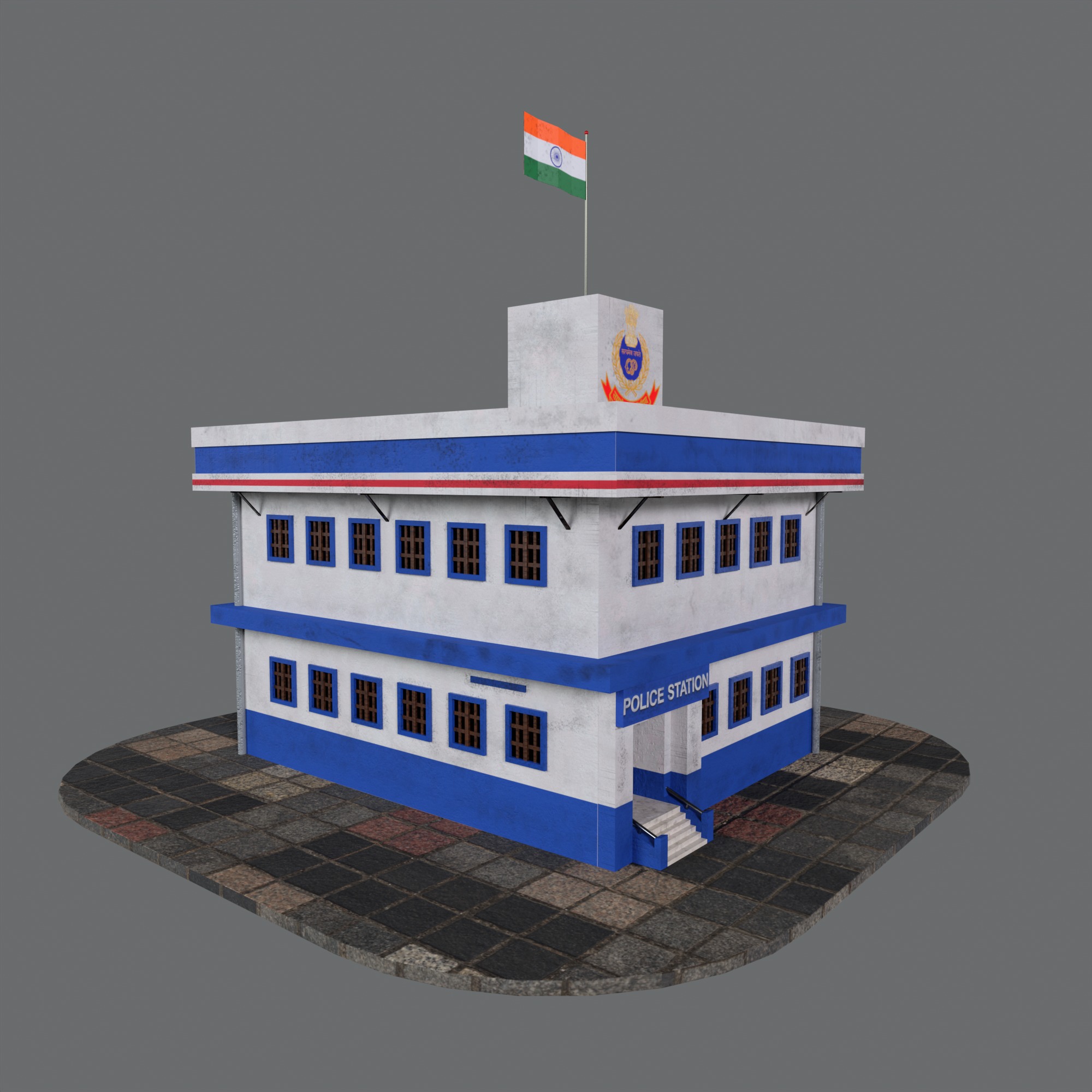 3D model Low-Poly Indian Police Station Model for Gaming Engines and AR ...