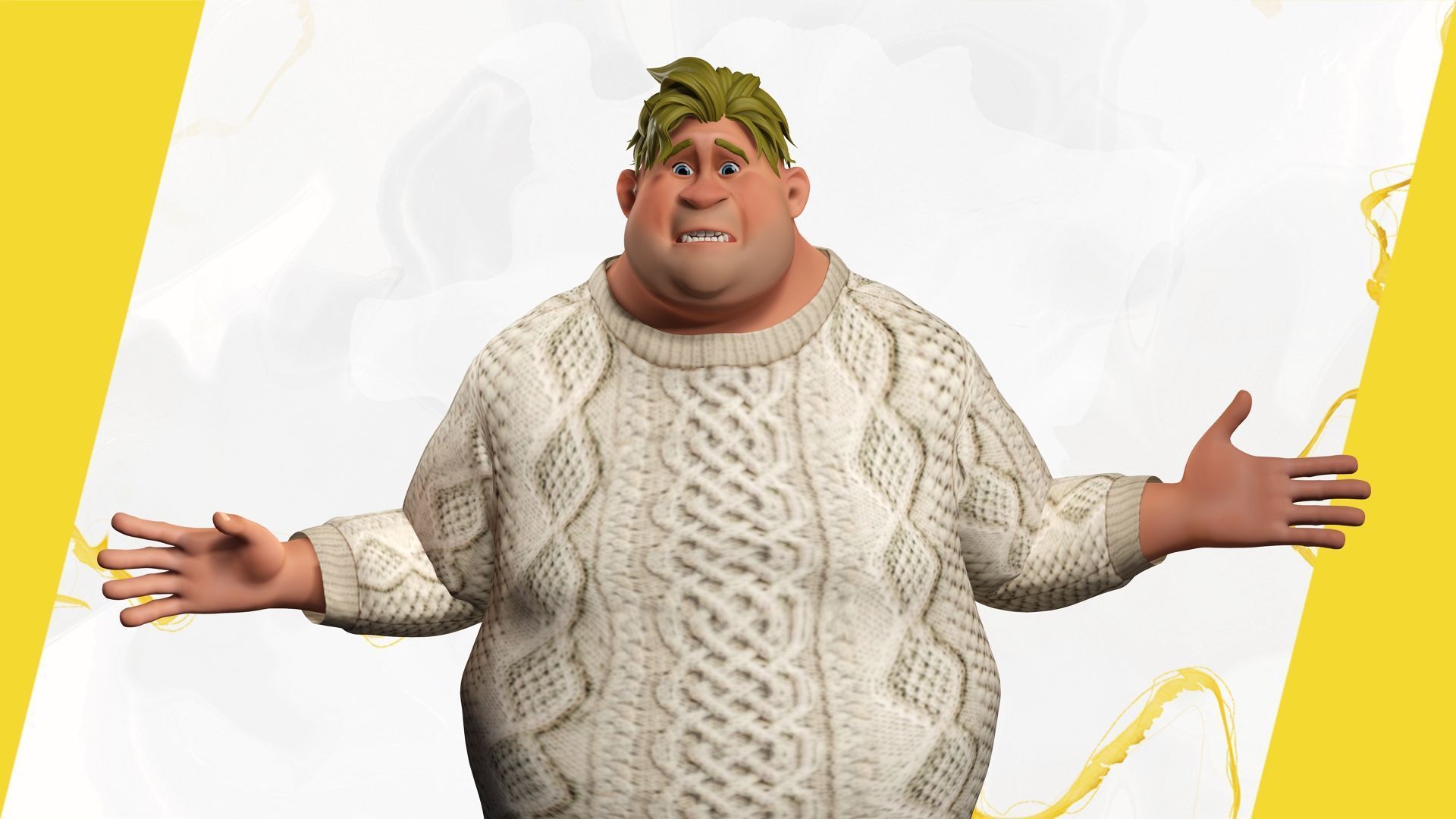 3D model 3D model Funny fat man character winter style VR / AR / low ...