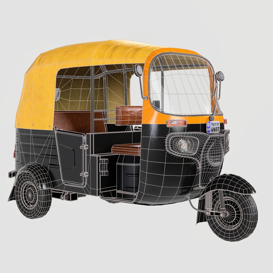 3D model Low Poly Auto Rickshaw - Game-Ready 3D Model with PBR Textures ...
