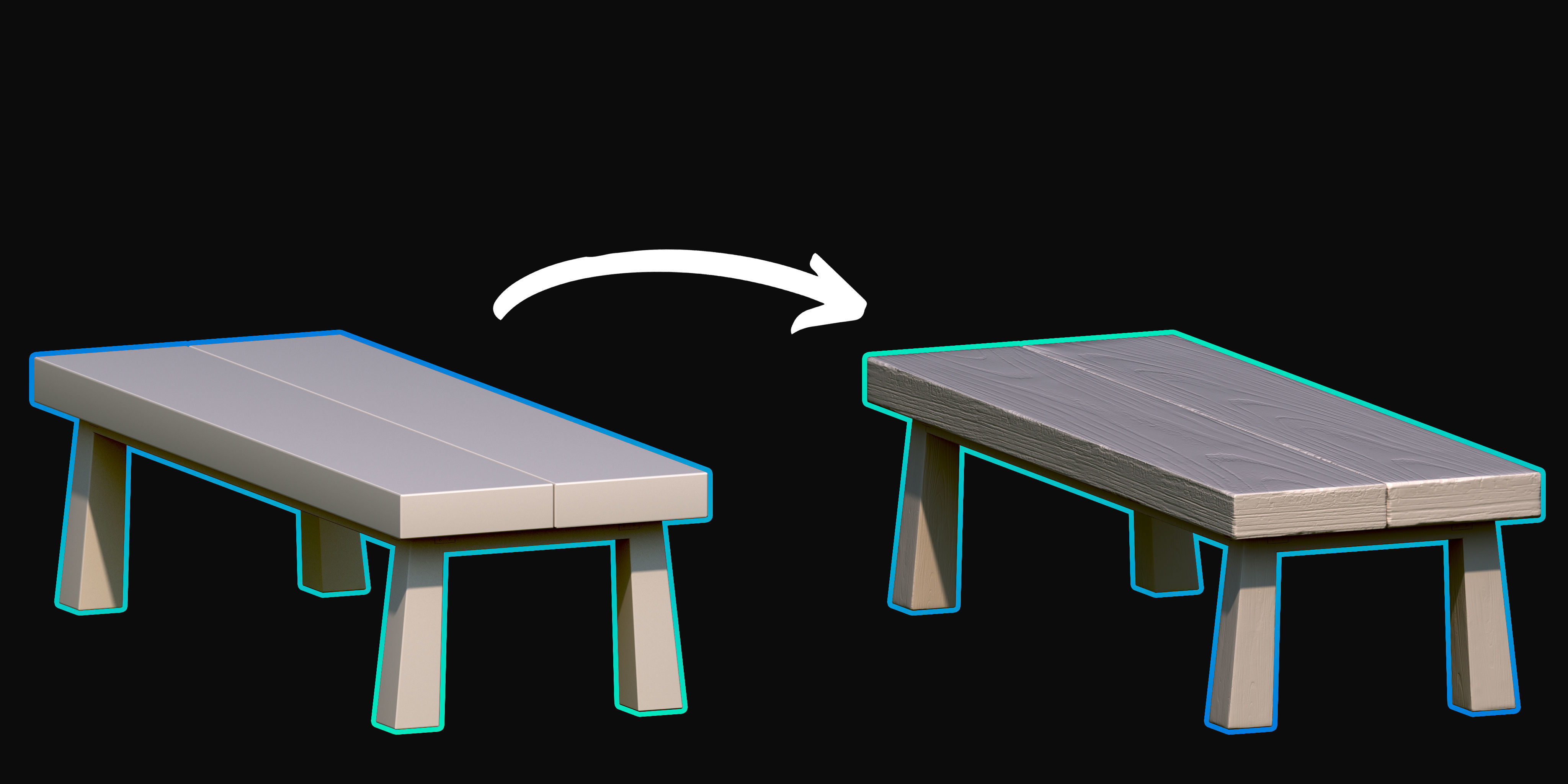 3D model Wooden Furniture Lowpoly with Normal Map VR / AR / low-poly | CGTrader