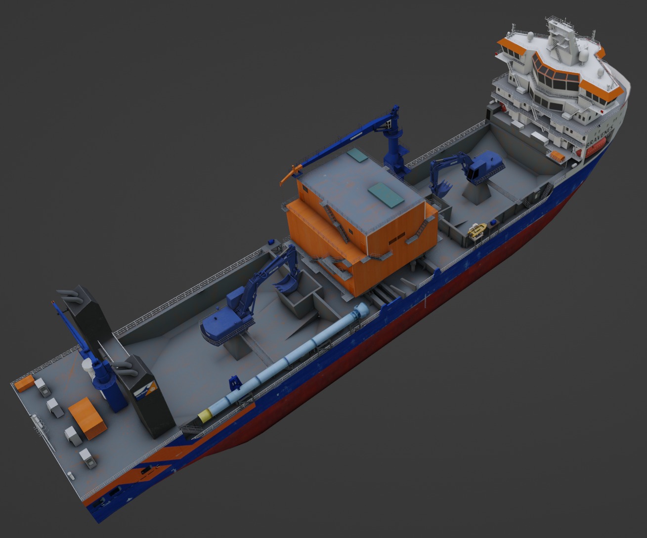 3D model Subsea rock installation vessel VR / AR / low-poly | CGTrader