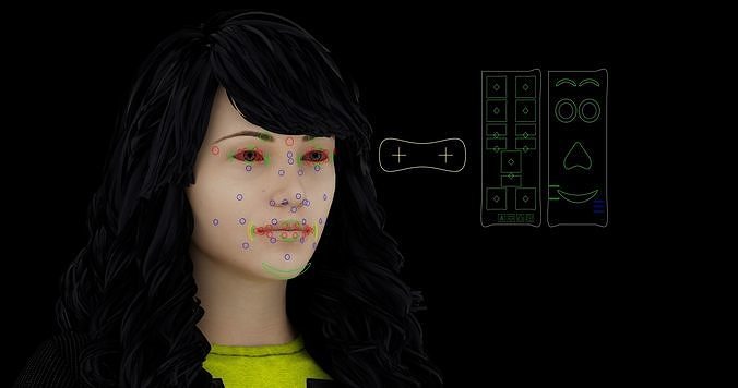 3D model Casual Female Character Body and Facial RIG VR / AR / low-poly ...