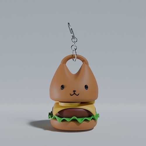 Burger cat keyring free 3D model 3D printable | CGTrader