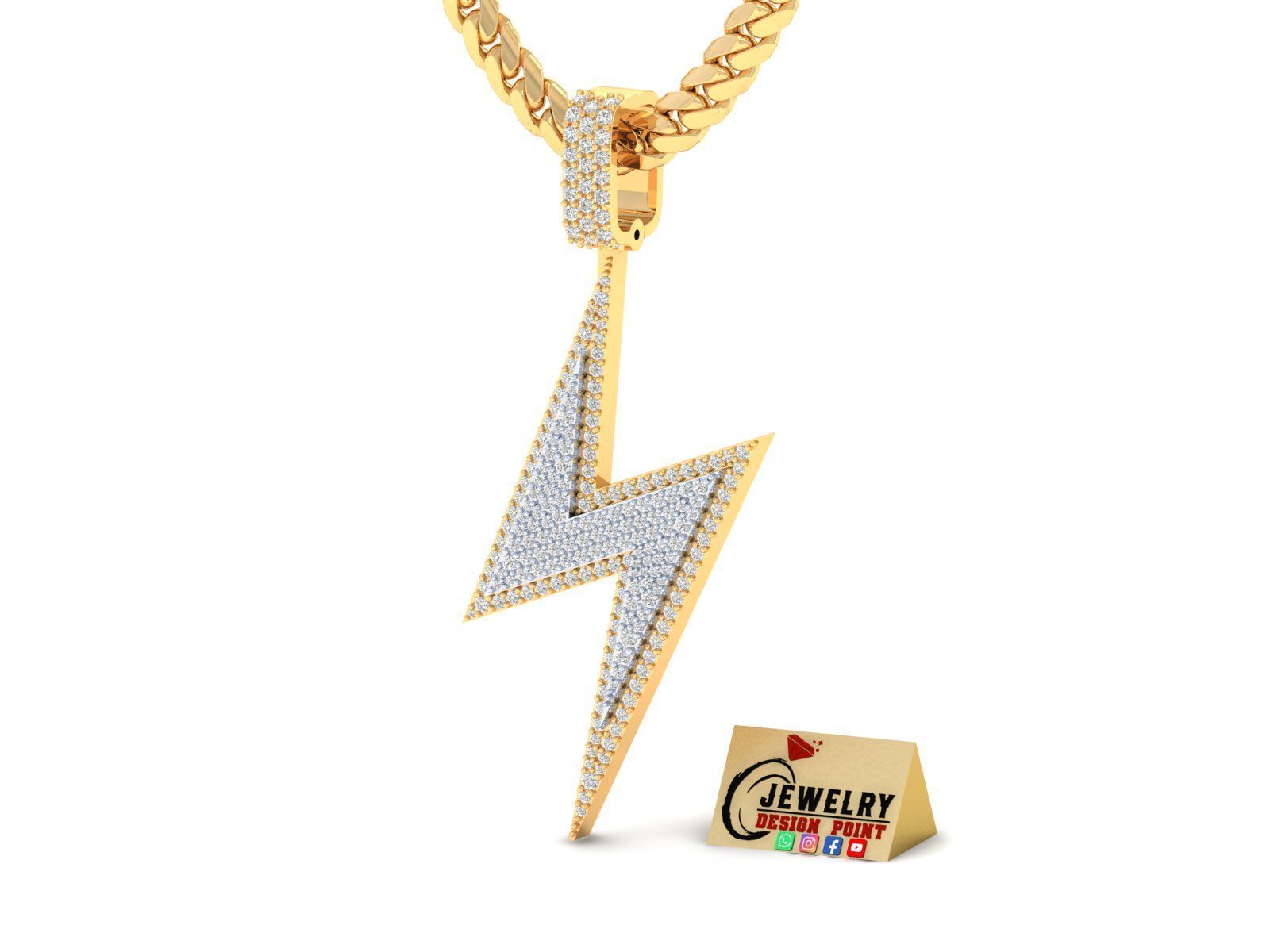 Custom Lightning Bolt Pendant - thunder Logo - Flash Necklace 3D model ...