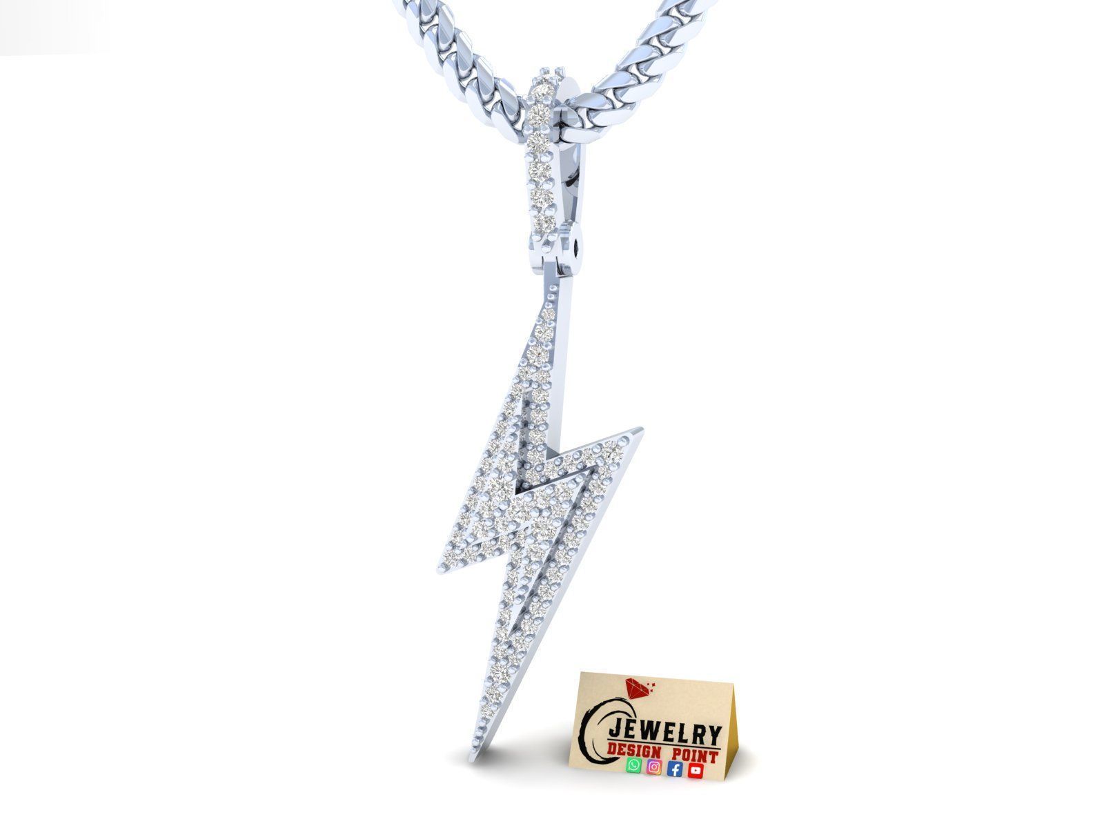 Custom Lightning Bolt Pendant - thunder Logo - Flash Necklace 3D model ...