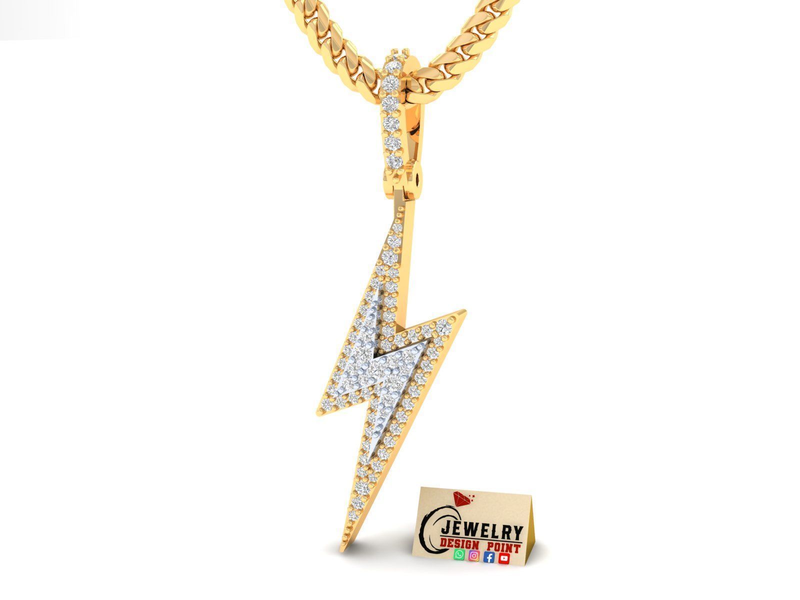 Custom Lightning Bolt Pendant - thunder Logo - Flash Necklace 3D model ...