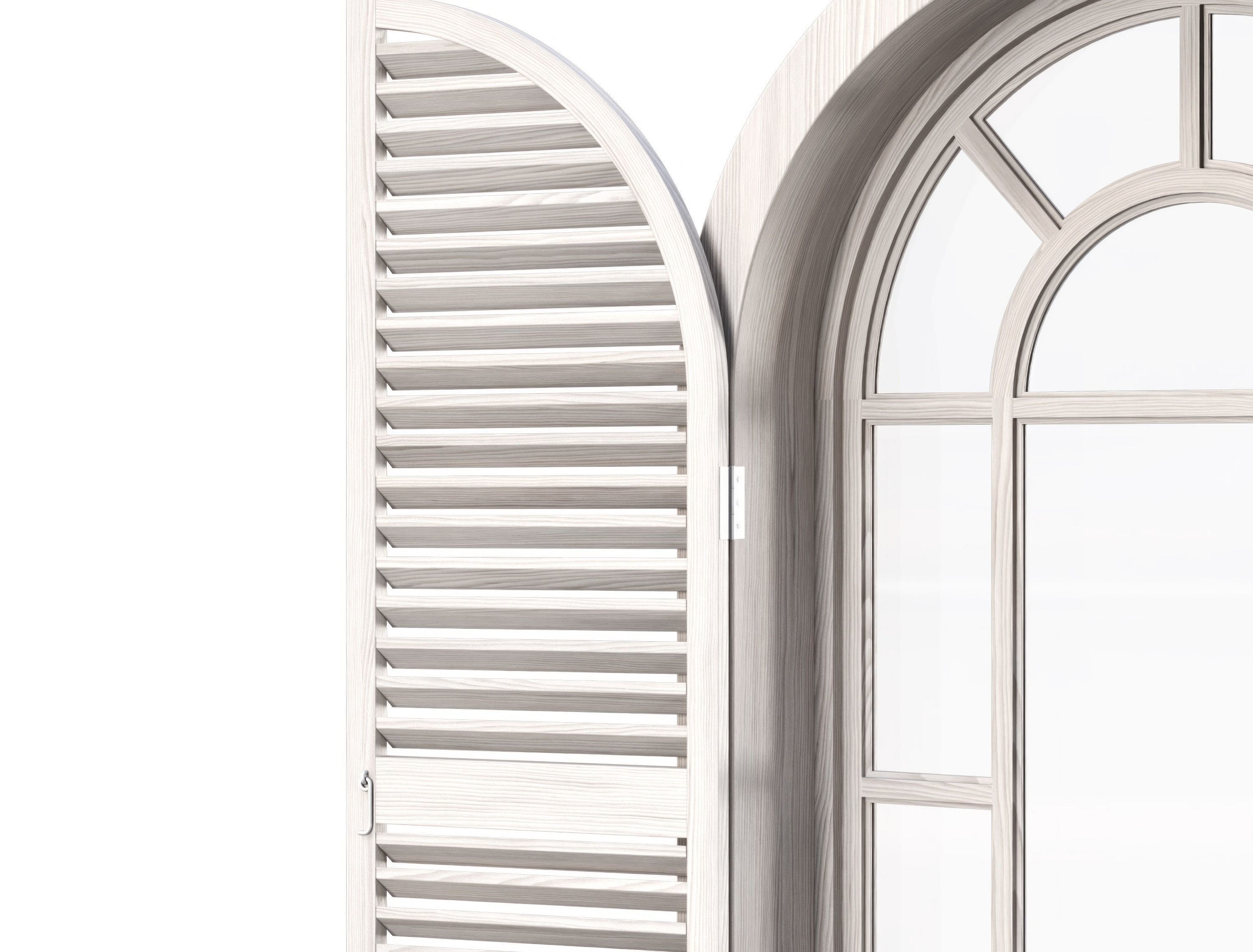Wooden arch window with shutters V2 3D model | CGTrader