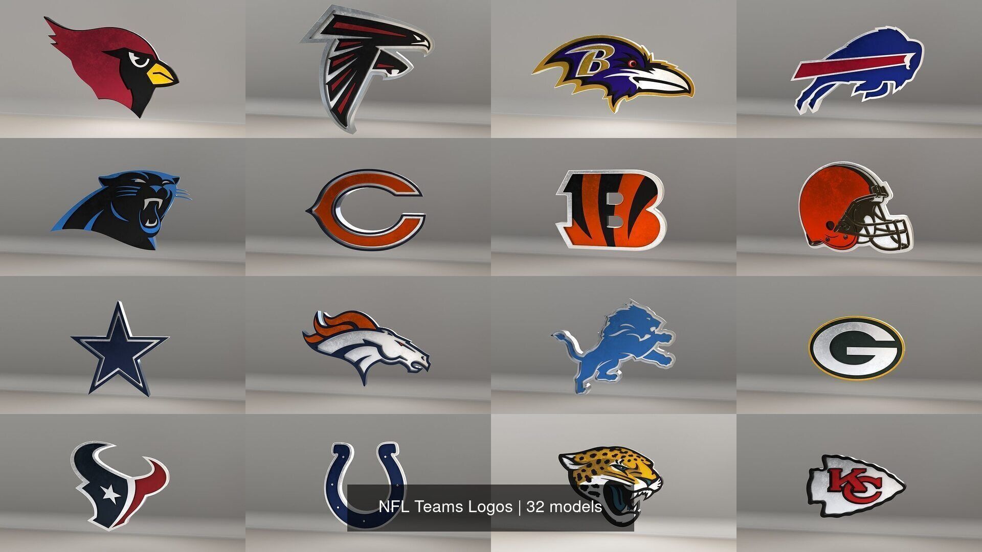 NFL Teams Logos 3D Model Collection | CGTrader