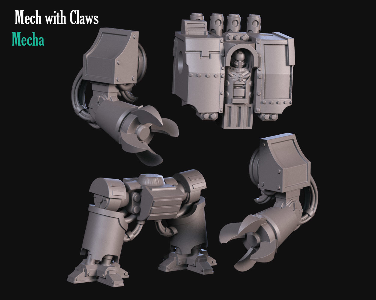 Heavy Mecha with claws 3D model 3D printable | CGTrader