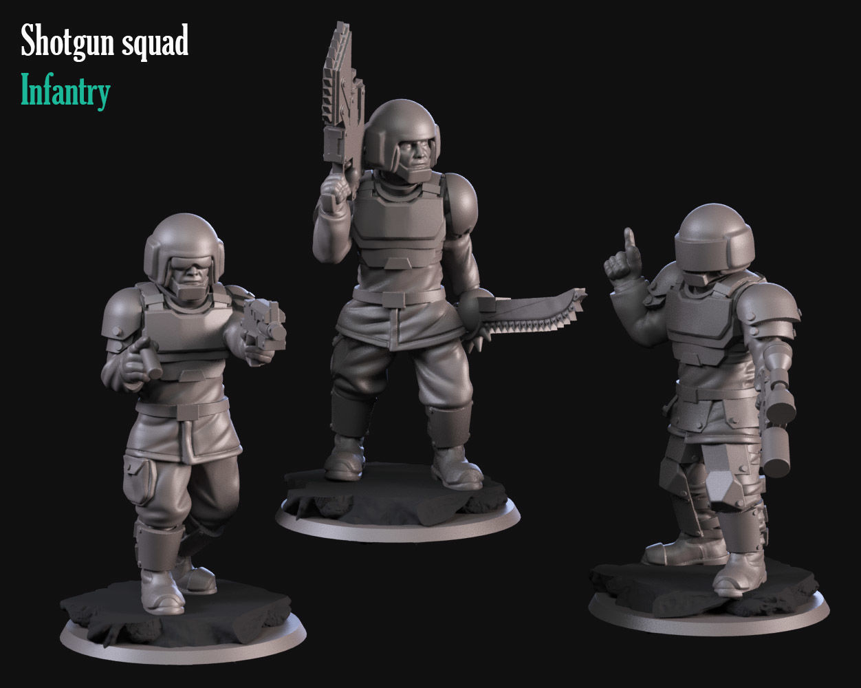 Pistol squad 3D model 3D printable | CGTrader