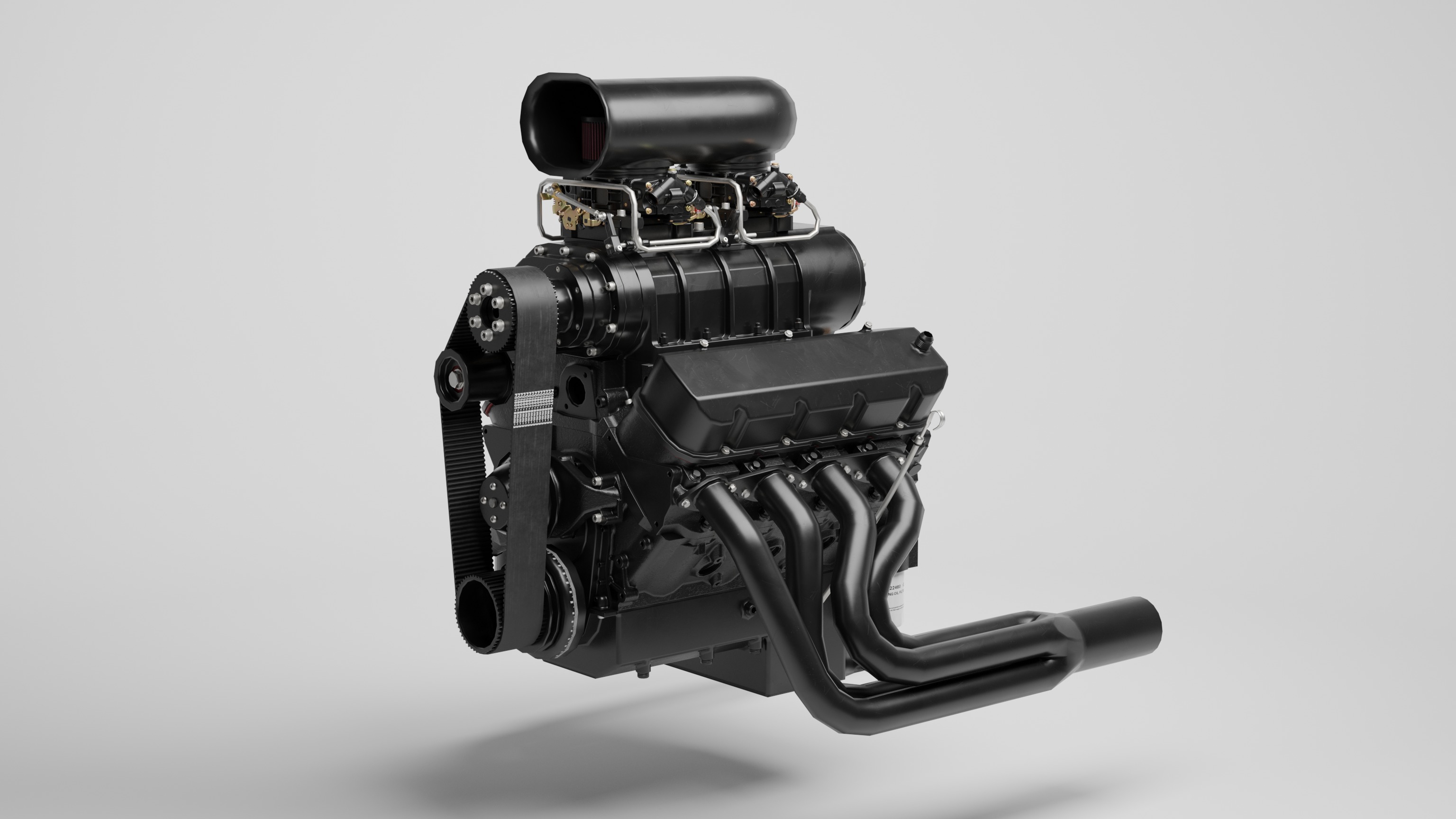 Powerful Supercharged V8 Engine Black 3D model | CGTrader