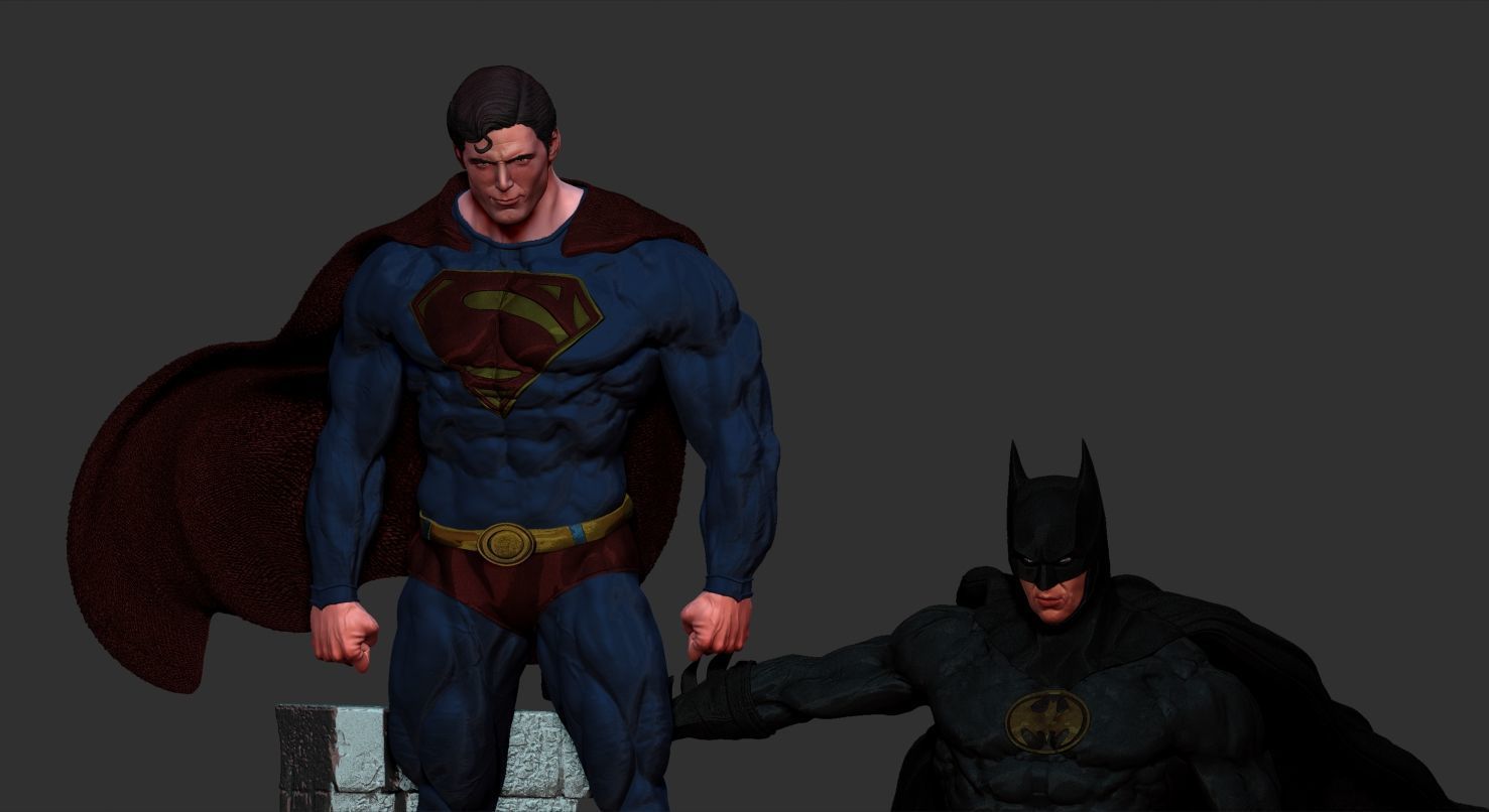 Superman Christopher Reeve e Batman Michael Keaton 3D model 3D ...