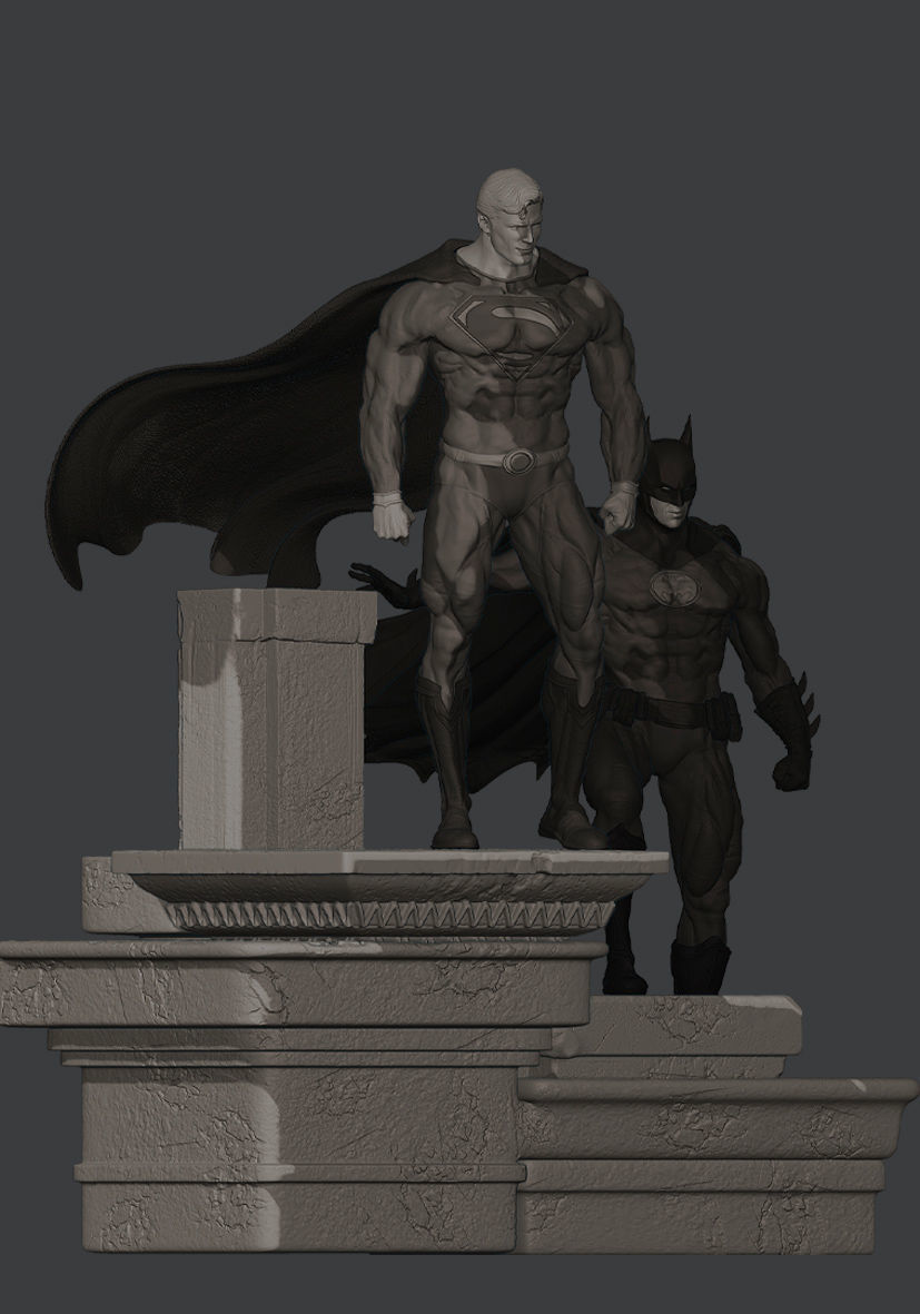 Superman Christopher Reeve e Batman Michael Keaton 3D model 3D ...