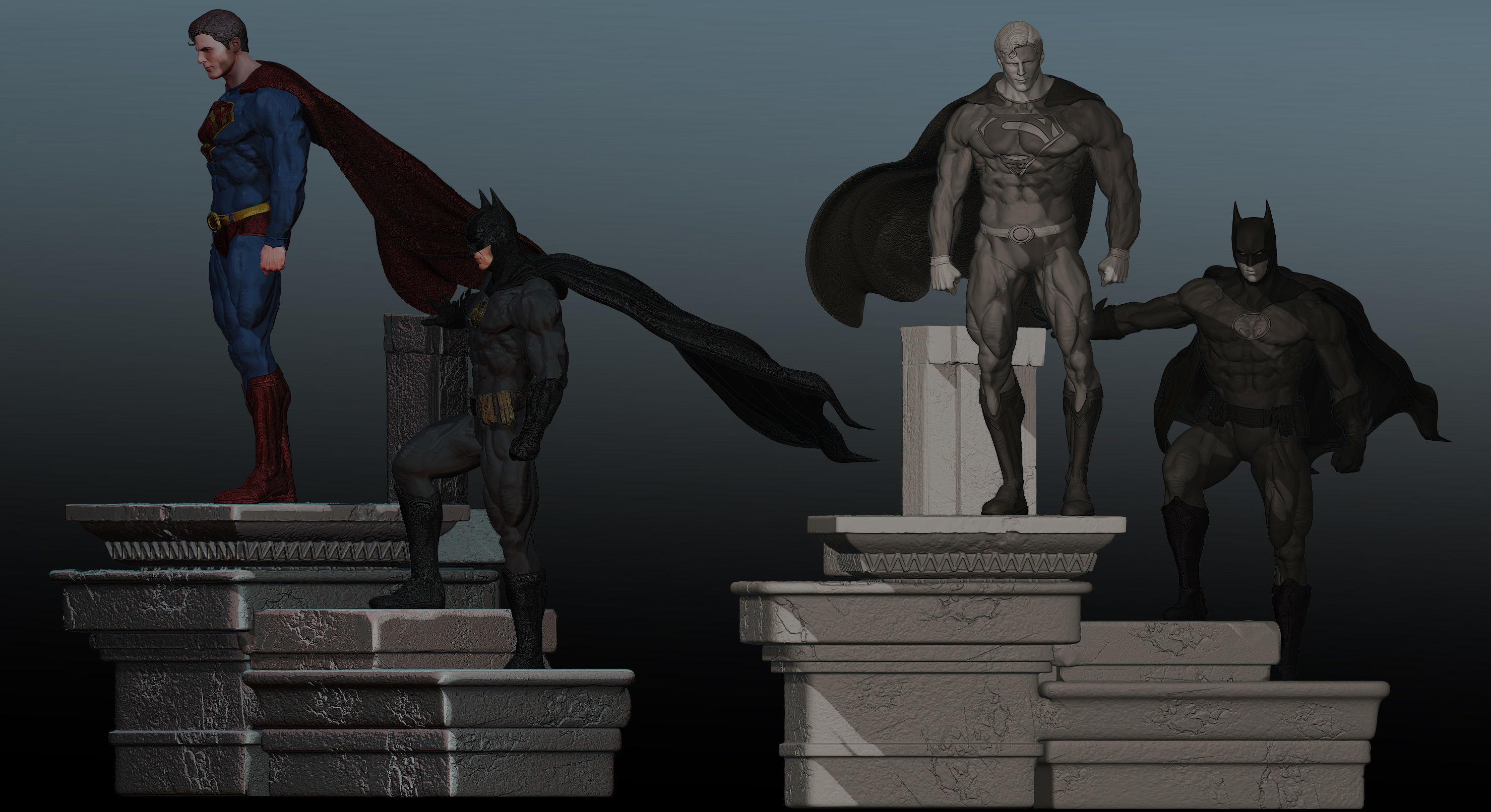 Superman Christopher Reeve e Batman Michael Keaton 3D model 3D ...