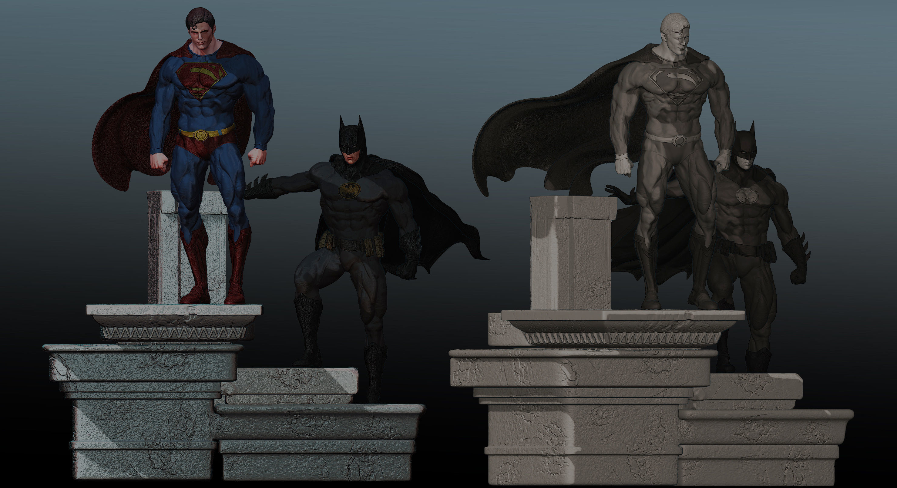 Superman Christopher Reeve e Batman Michael Keaton 3D model 3D ...