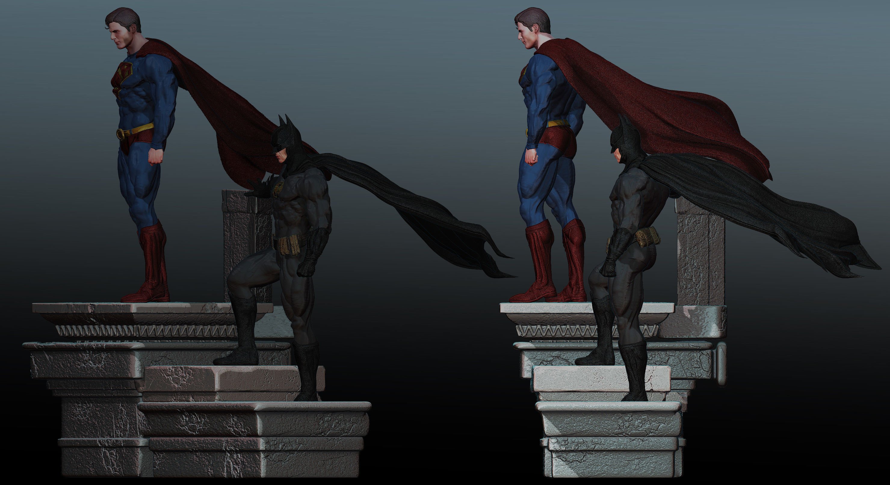 Superman Christopher Reeve e Batman Michael Keaton 3D model 3D ...