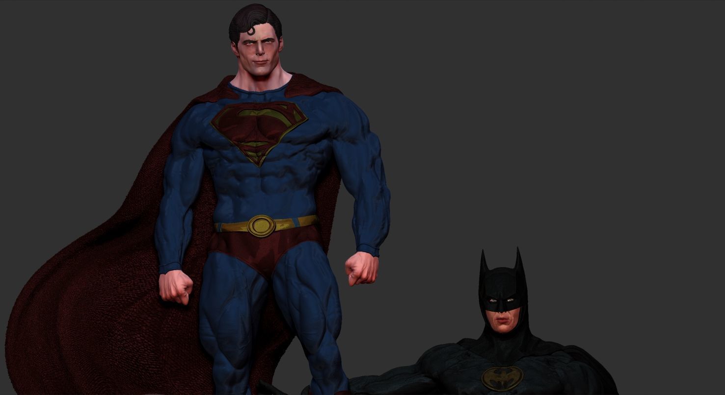 Superman Christopher Reeve e Batman Michael Keaton 3D model 3D ...