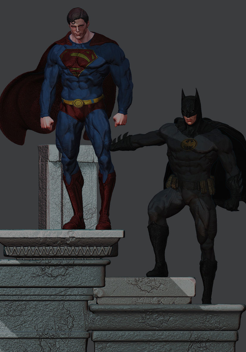 Superman Christopher Reeve e Batman Michael Keaton 3D model 3D ...