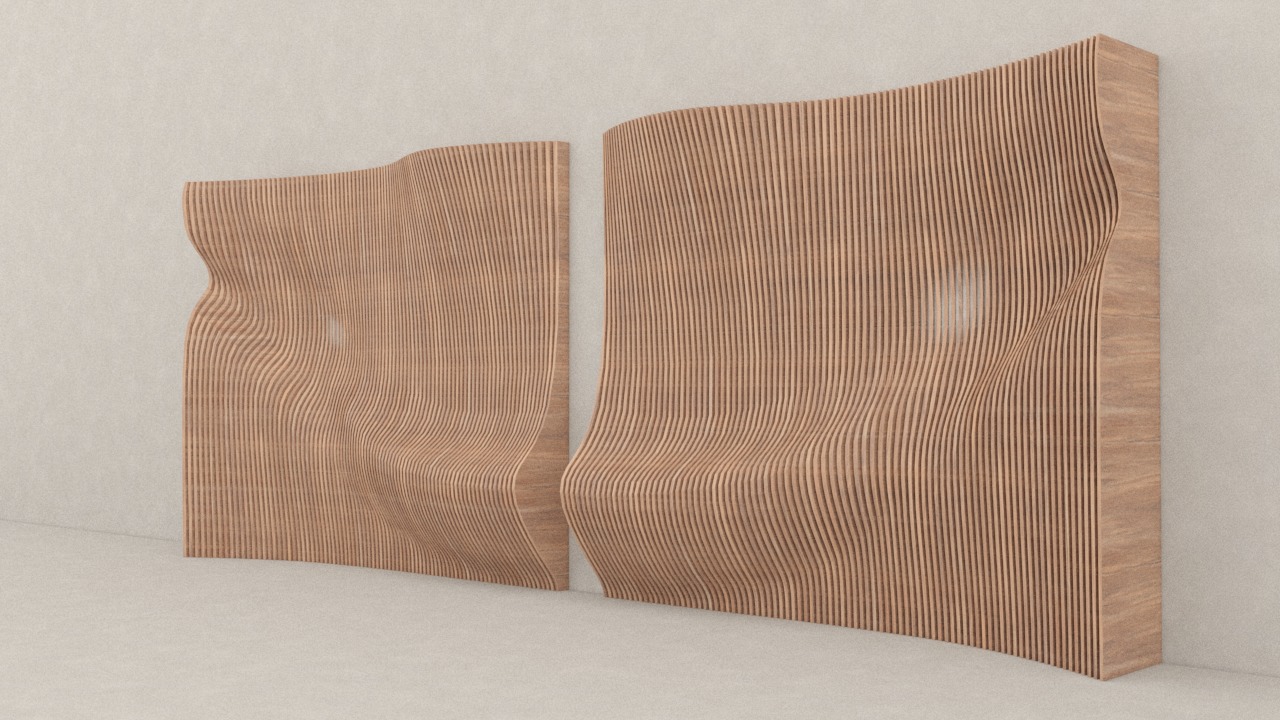 Parametric wall design 3ds wood glass free 3D model | CGTrader