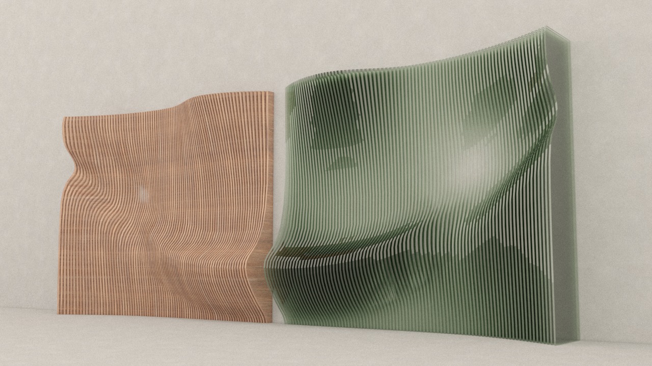 Parametric wall design 3ds wood glass free 3D model | CGTrader