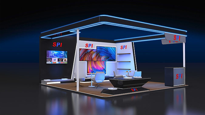 booth 6x6 open 3 side 3D model | CGTrader