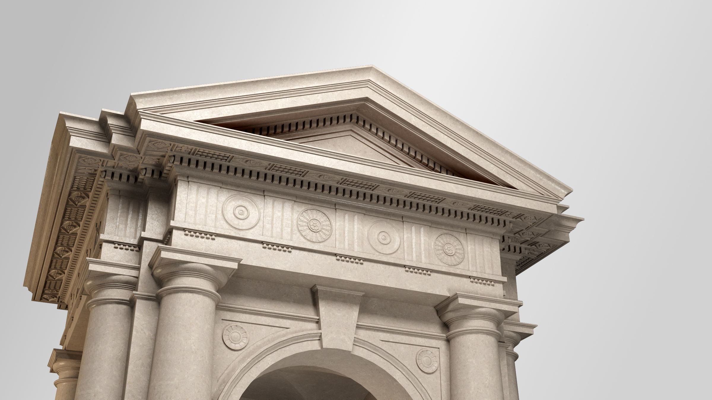 Arched portico in Doric Denticulated column order gazebo 3D model ...