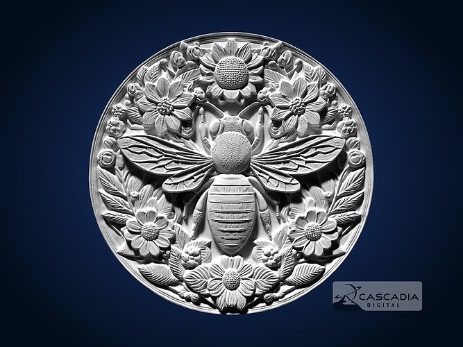 Bee Round CNC Router Carving Casting Relief insect animal coin 3D model ...