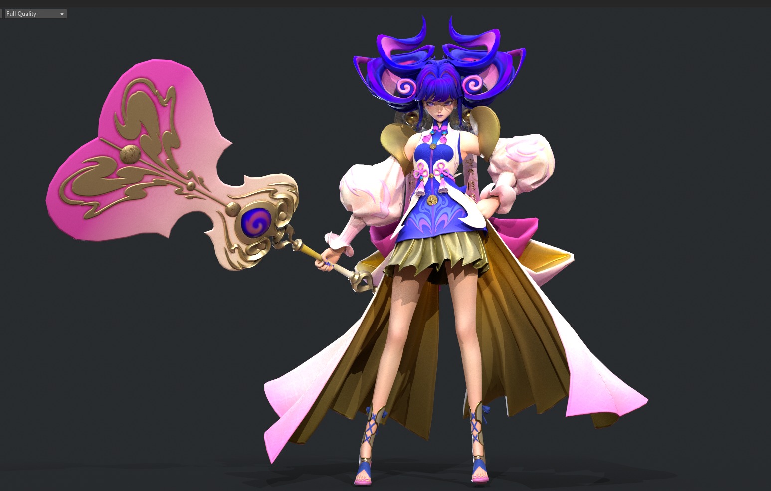 Princess Iron Fan 3D model animated rigged | CGTrader