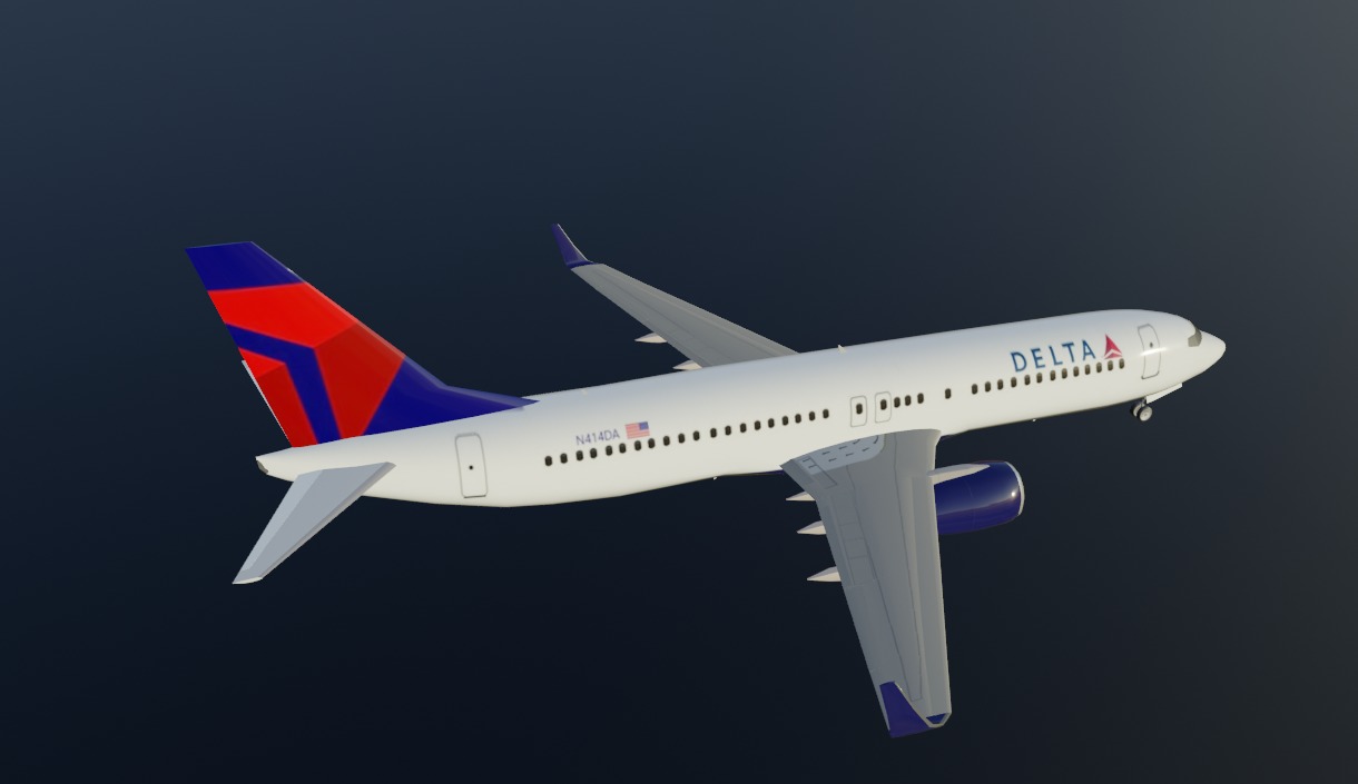 3D model Delta Airlines Boeing 737-800ER low poly 3d model with cockpit ...
