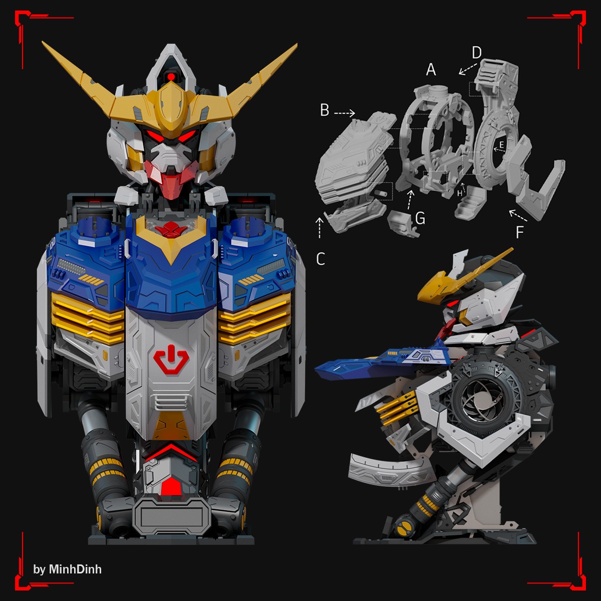 Case PC Gunpla Gundam Custom Model Barbatos Gundam 3D model 3D ...