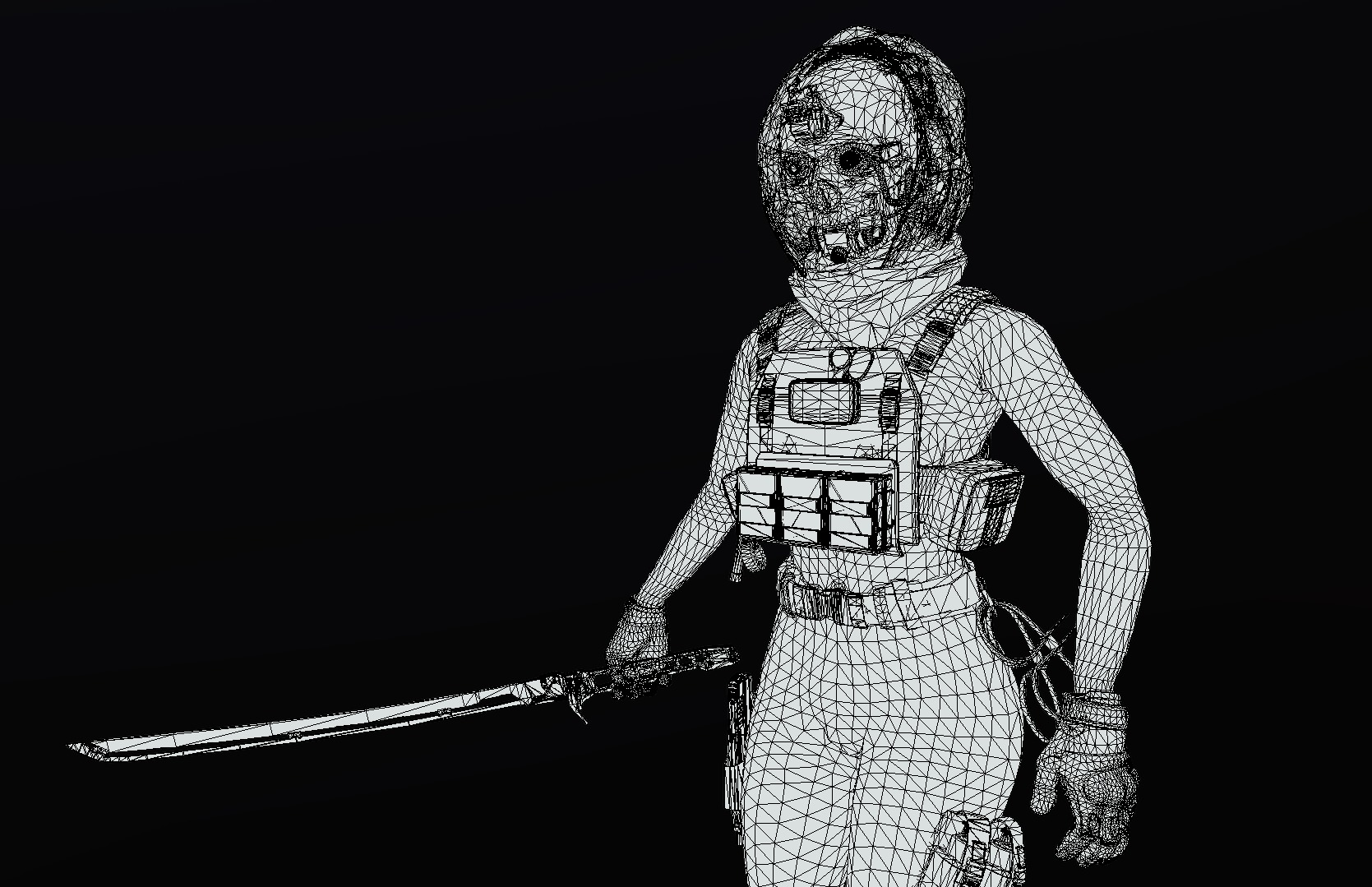 Cyborg with Thermal Katana free VR / AR / low-poly 3D model rigged ...