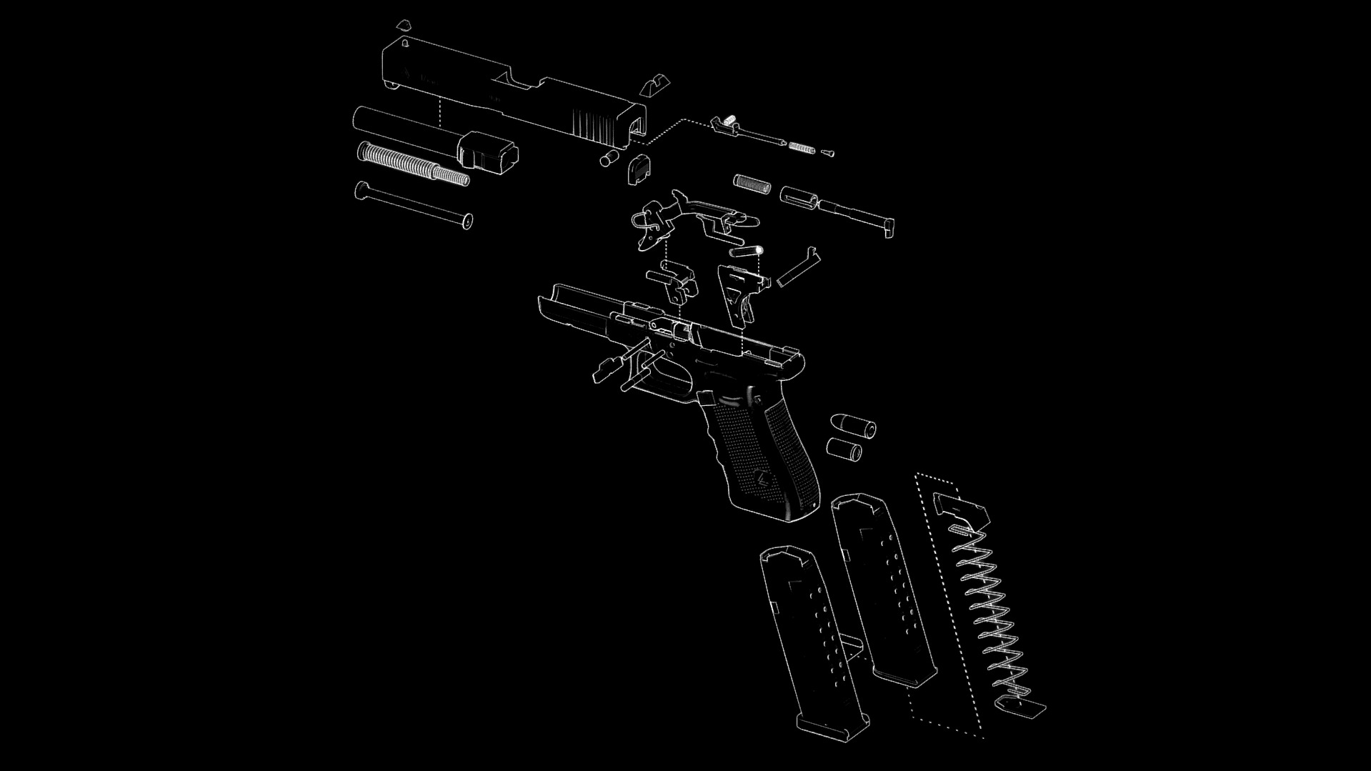 G17 9mm Pistol Schematics free VR / AR / low-poly 3D model | CGTrader
