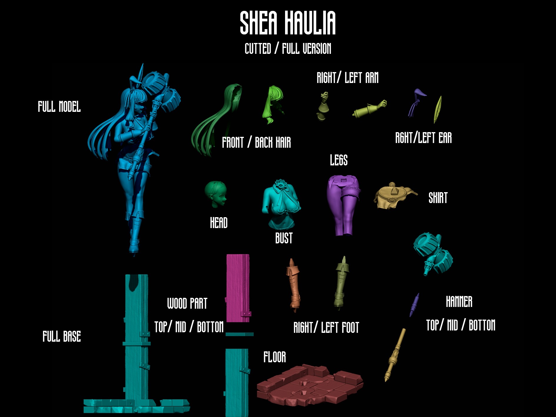 Anime Bunny Warrior Girl Shea Haulia 3D print 3D model 3D printable ...