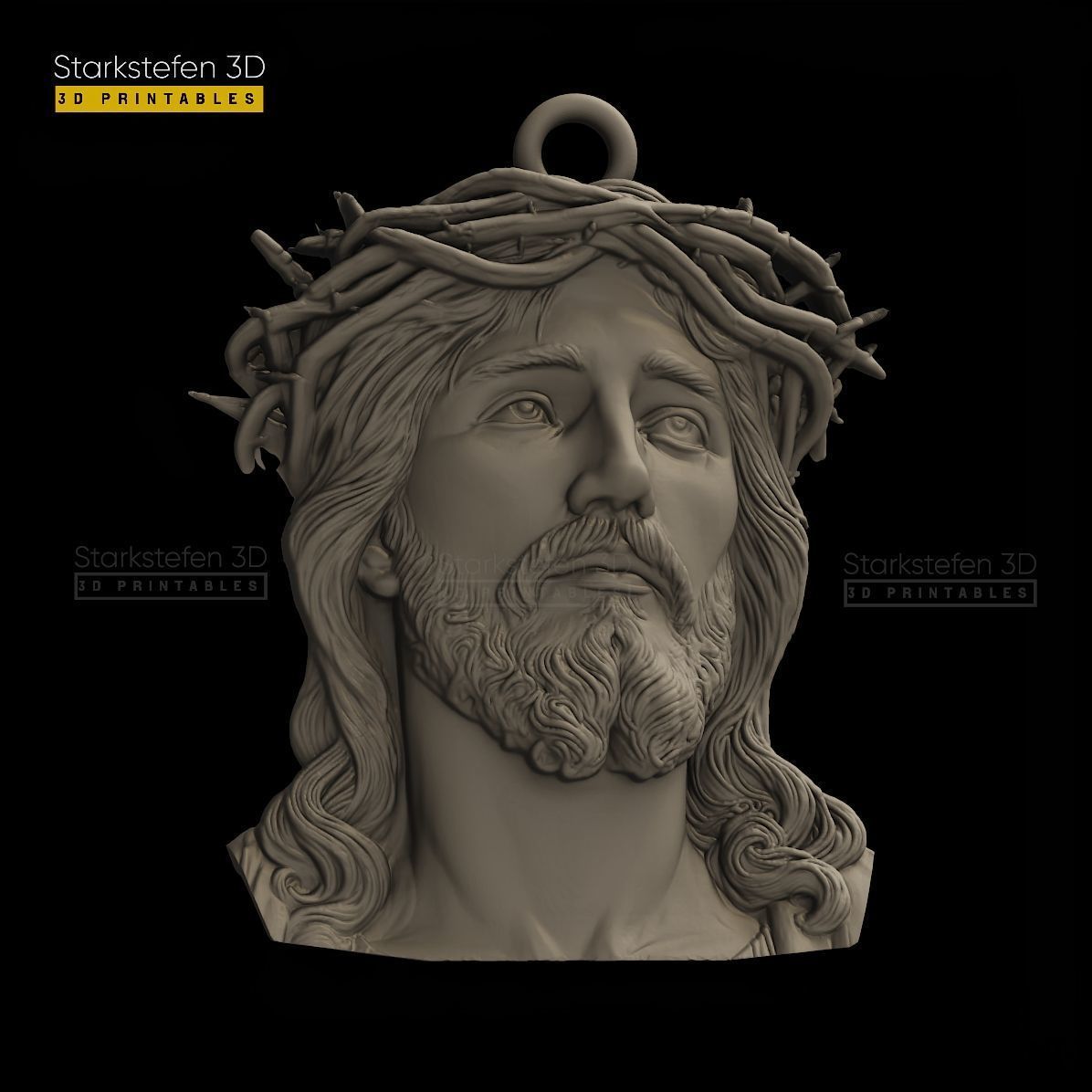 Jesus Christ Pendant with Crown of Thorns 3D model 3D printable | CGTrader