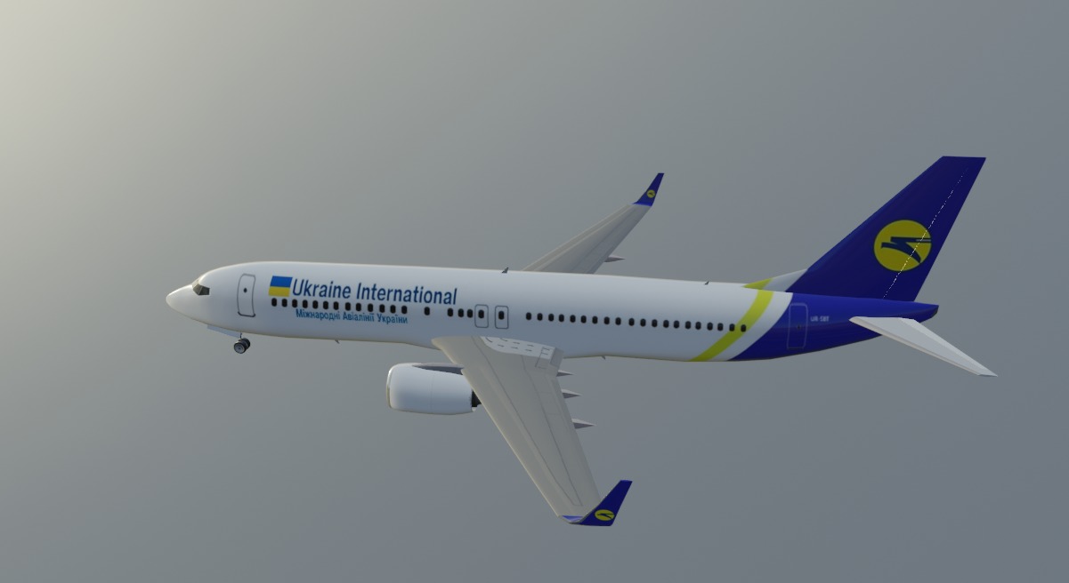 3D model Ukraine Airlines Boeing 737-800 low poly 3D model with cockpit ...