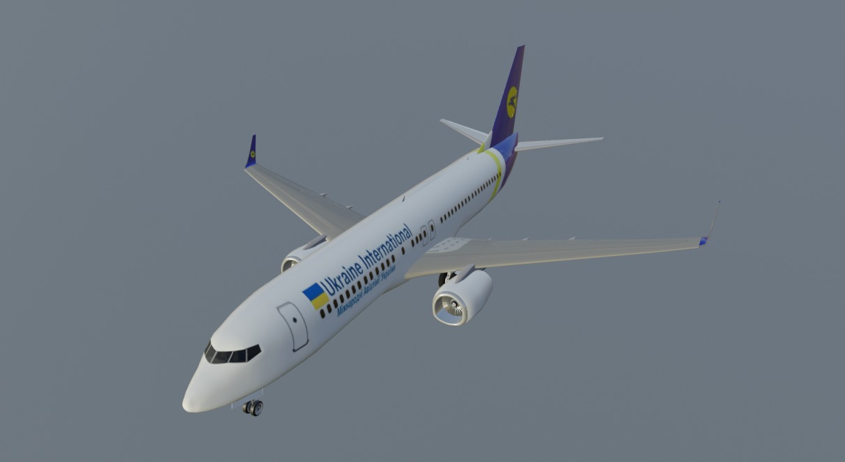 3D model Ukraine Airlines Boeing 737-800 low poly 3D model with cockpit ...