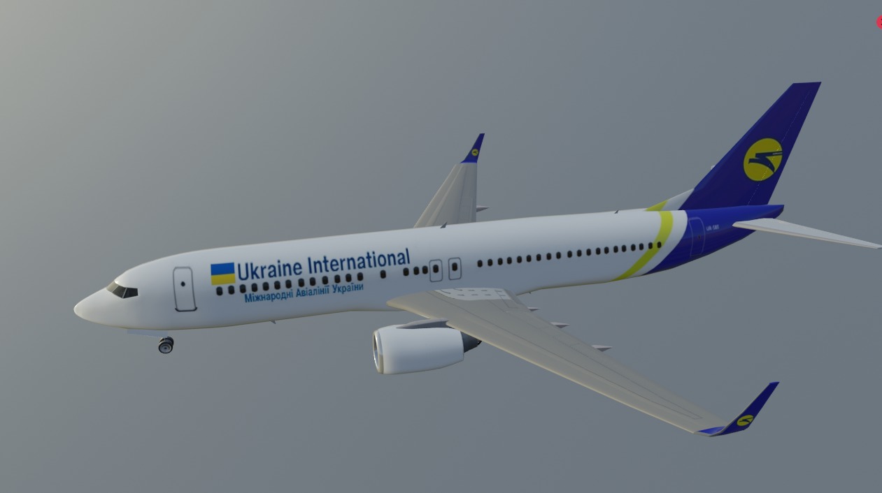 3D model Ukraine Airlines Boeing 737-800 low poly 3D model with cockpit ...