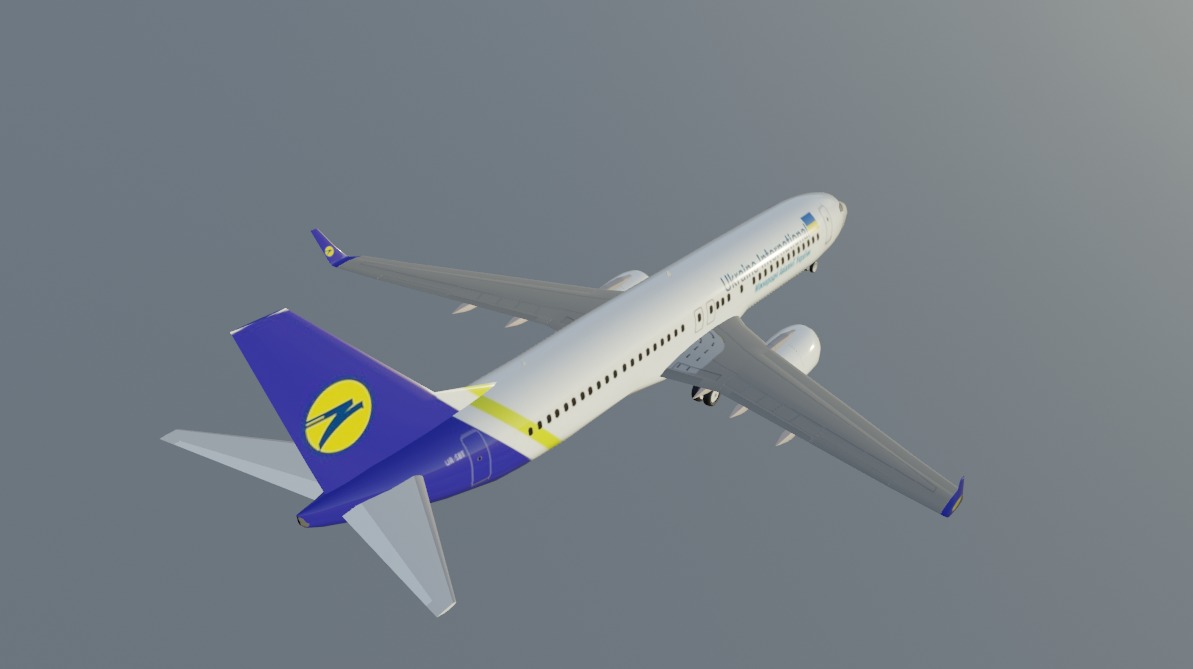 3D model Ukraine Airlines Boeing 737-800 low poly 3D model with cockpit ...