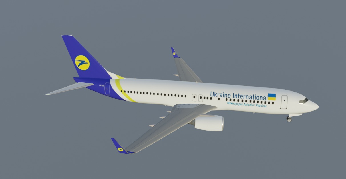 3D model Ukraine Airlines Boeing 737-800 low poly 3D model with cockpit ...