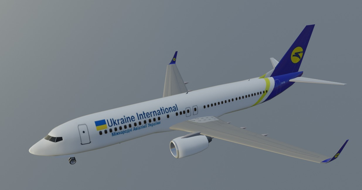 3D model Ukraine Airlines Boeing 737-800 low poly 3D model with cockpit ...