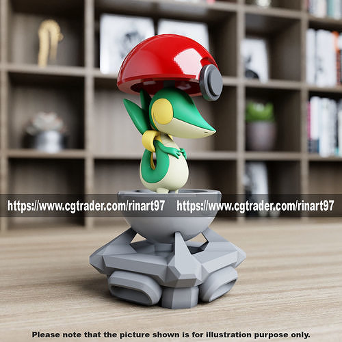 Snivy in the pokeball from Pokemon 3D model 3D printable | CGTrader