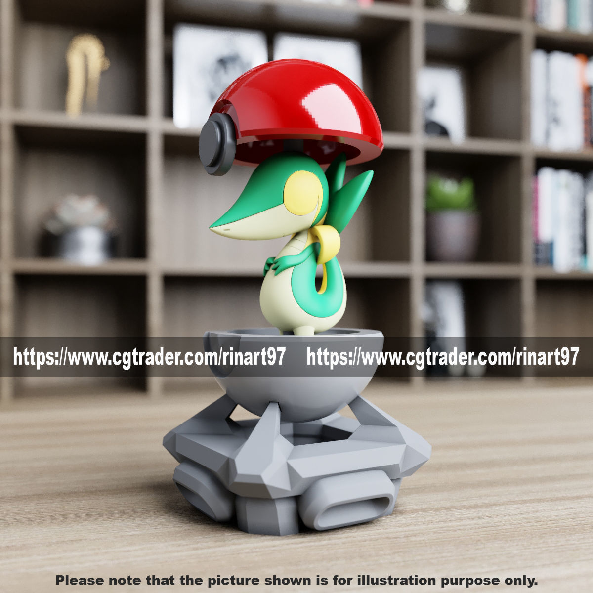 Snivy in the pokeball from Pokemon 3D model 3D printable | CGTrader