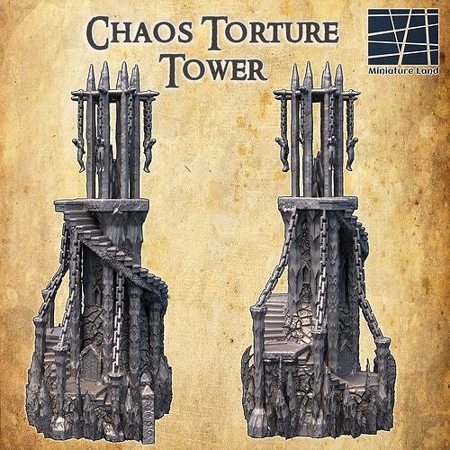 Chaos Torture Tower Tabletop Terrain 28 MM 3D model 3D printable | CGTrader